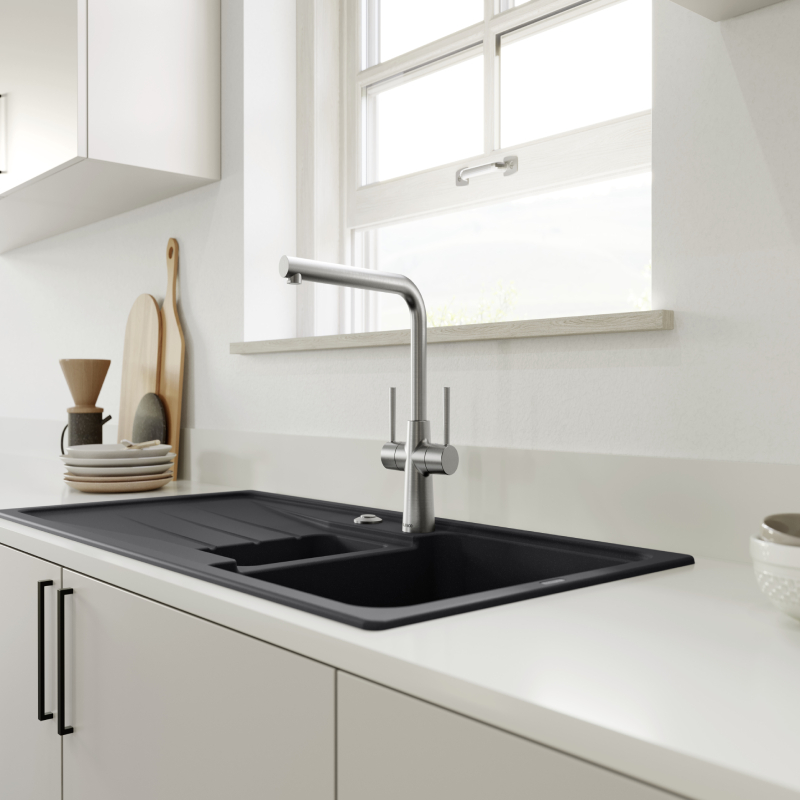 Blanco Lax Kitchen Tap Black Chrome PVD Steel - 312x252mm