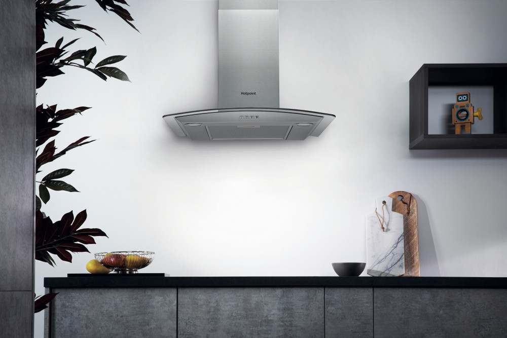 Hotpoint Wall Mounted Cooker Hood 70cm Inox - PHGC74FLMX