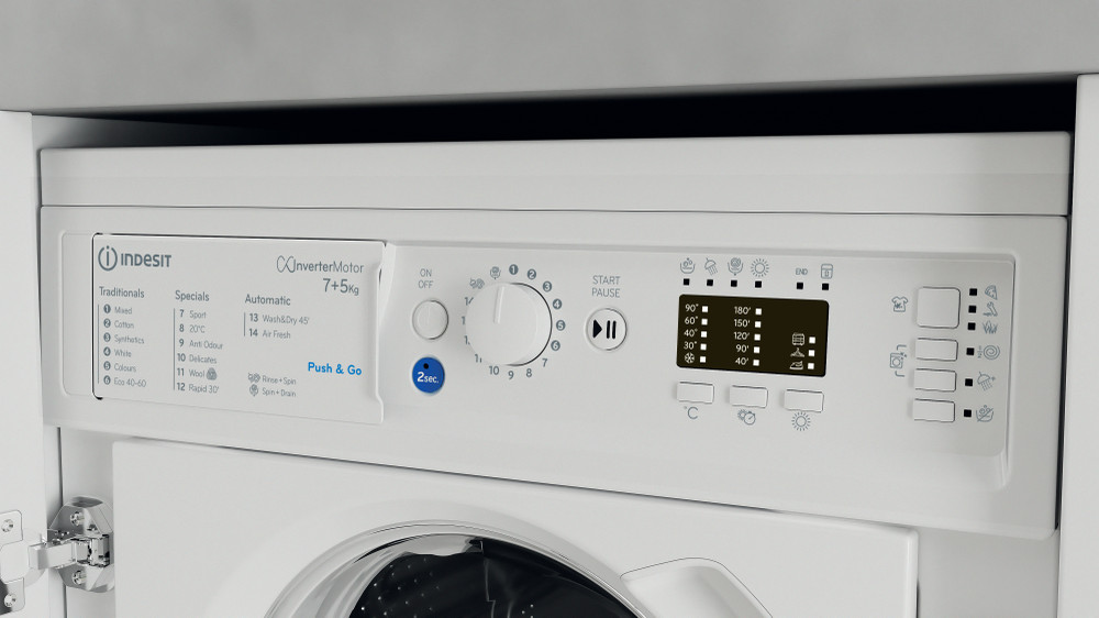 Indesit Washer Dryer 1400 Spin 7+5kg White - BIWDIL75148