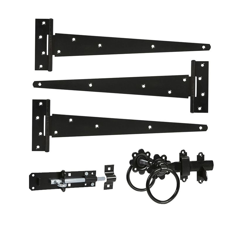 Plain Ring Gate Ironmongery Kit Black - HiF Kitchens