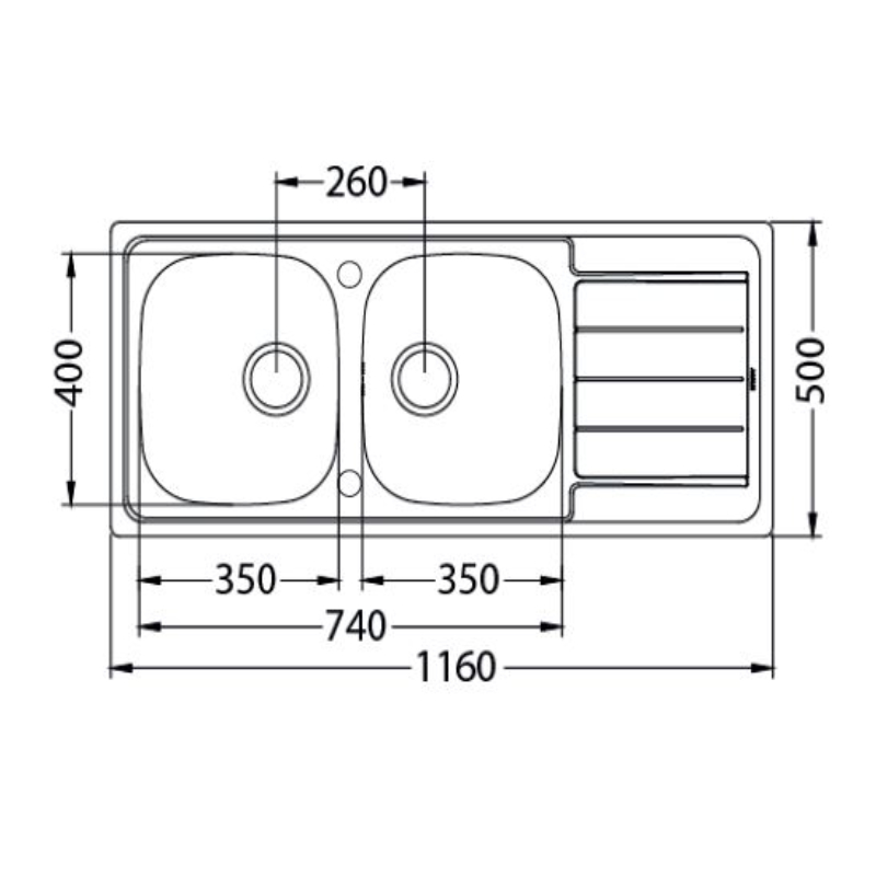 Alveus Line 100 St/Steel Double Bowl Kitchen Sink - 1149124N